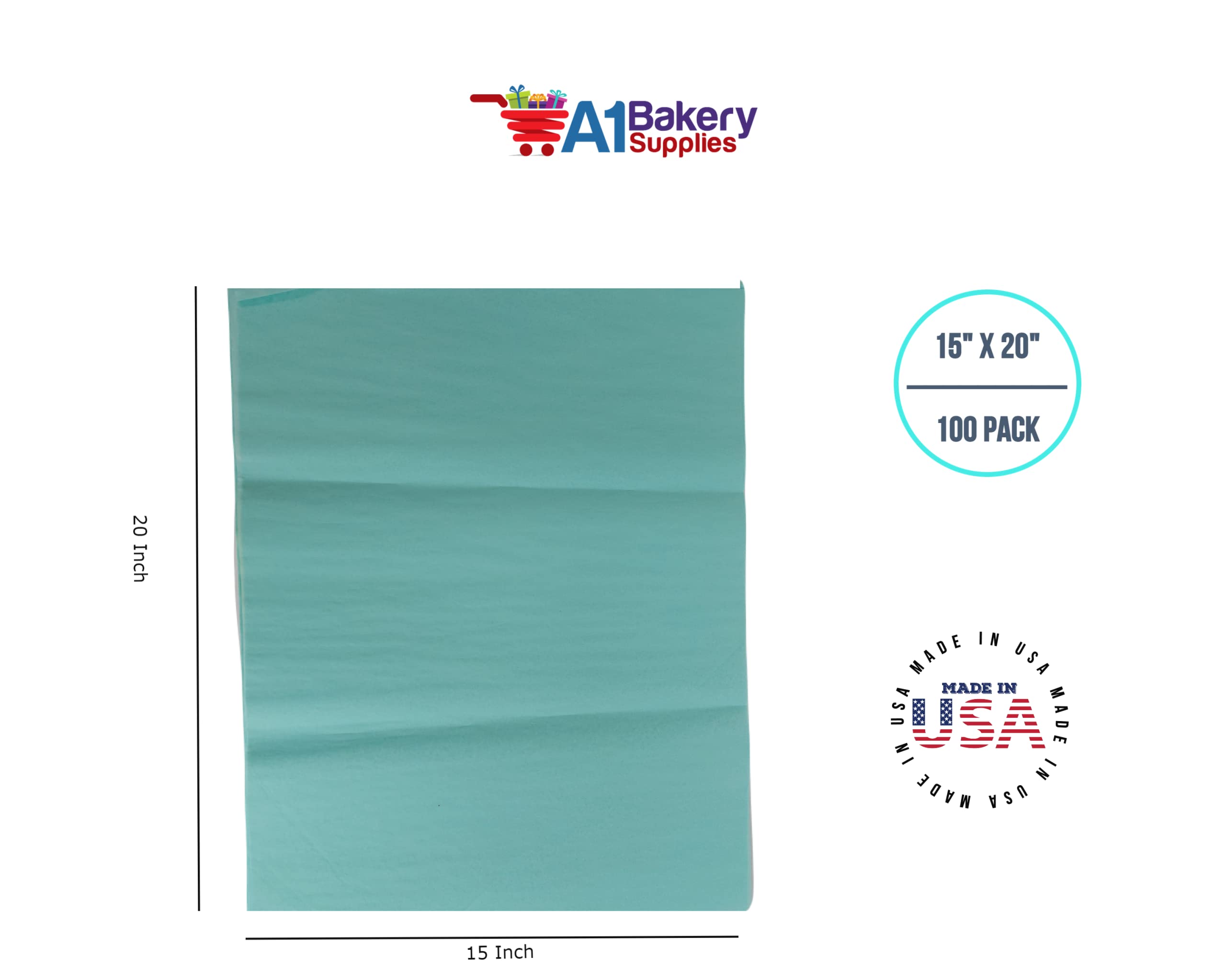 A1 Bakery Supplies Pistachio Green Bulk Tissue Paper 15 Inch x 20 Inch - 100 Sheets Premium Paper