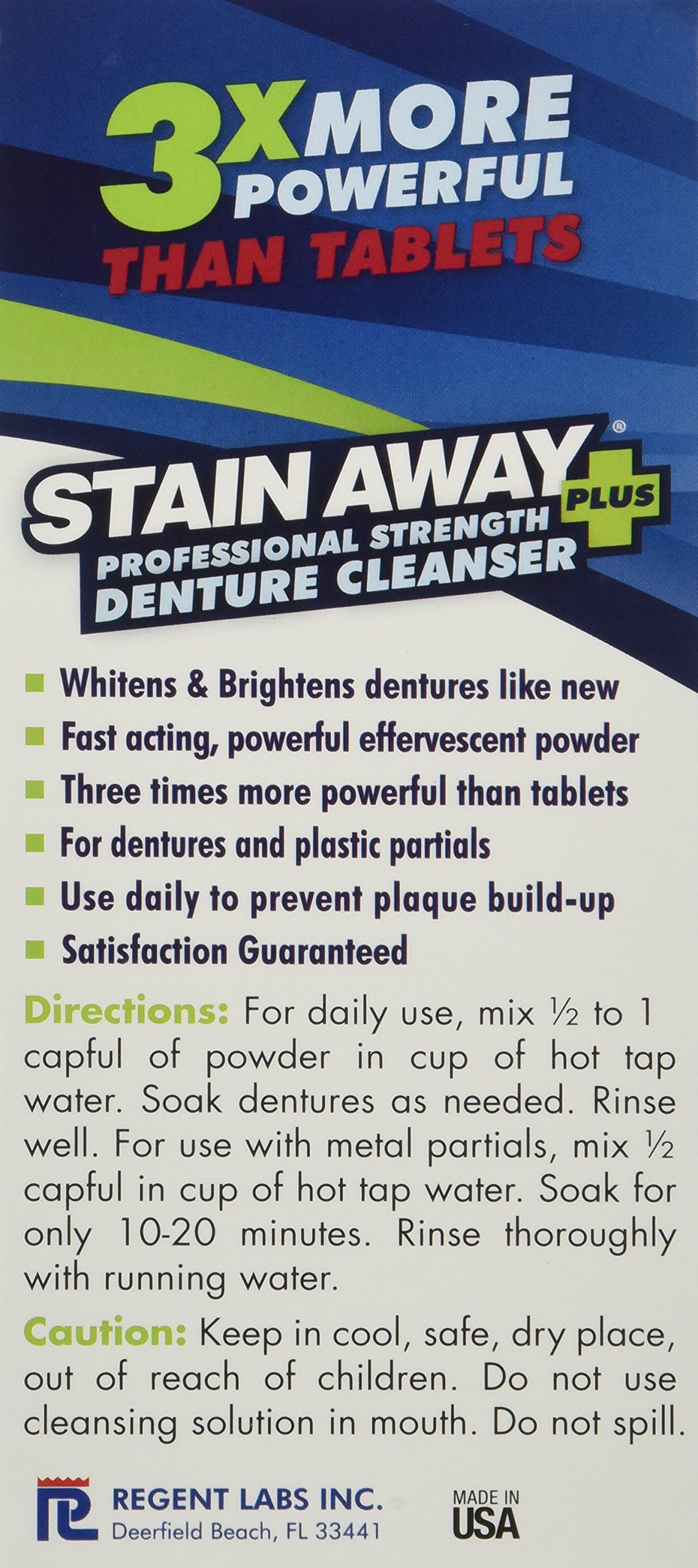 Stain Away Plus Denture Cleanser, 8.1-Ounce (Pack of 3) (Bonus pack 90 for the price of 80)