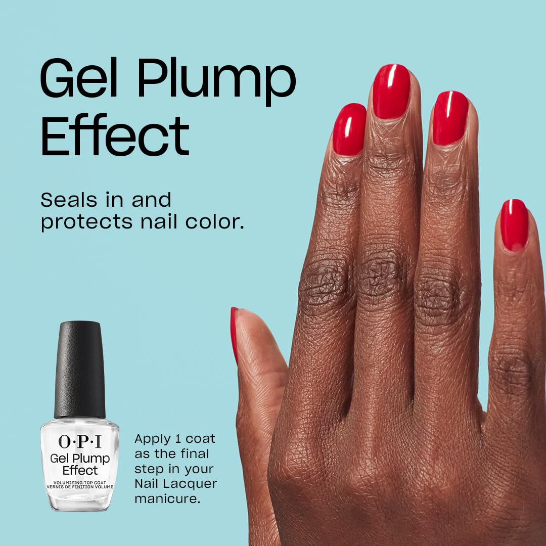 OPI Plumping Top Coat, Volumizing Nail Polish Top Coat, 0.5 fl oz