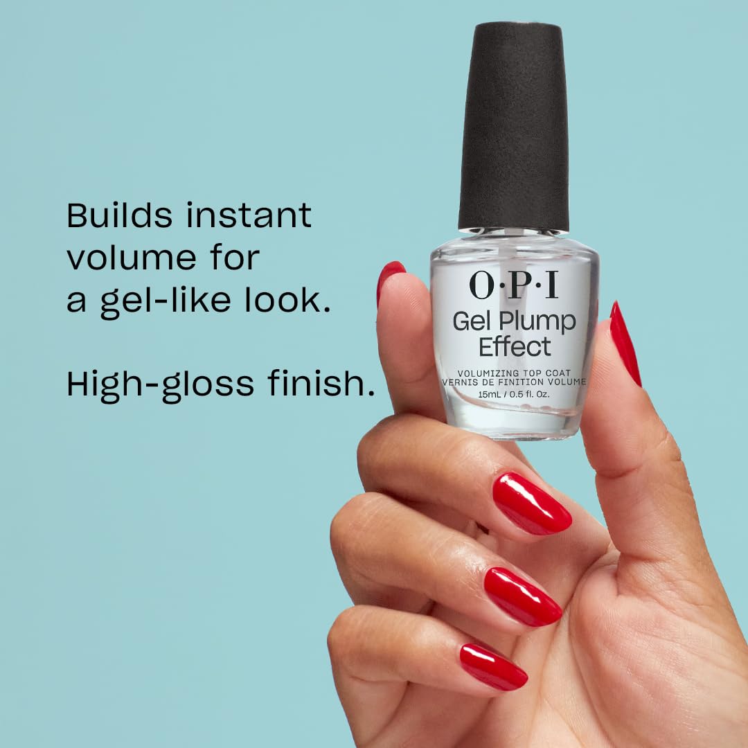 OPI Plumping Top Coat, Volumizing Nail Polish Top Coat, 0.5 fl oz