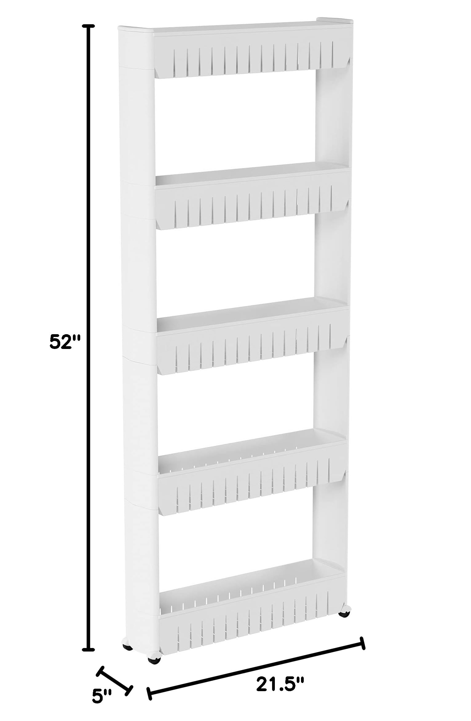 Mobile Shelving Unit Organizer with 5 Large Storage Baskets, Slim Slide Out Pantry Rack for Narrow Spaces by Everyday Home