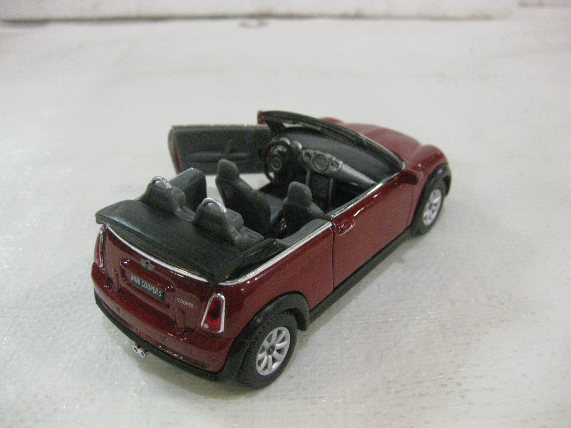 Mini Cooper S Convertible In Maroon Diecast 1:28 Scale By Kinsmart
