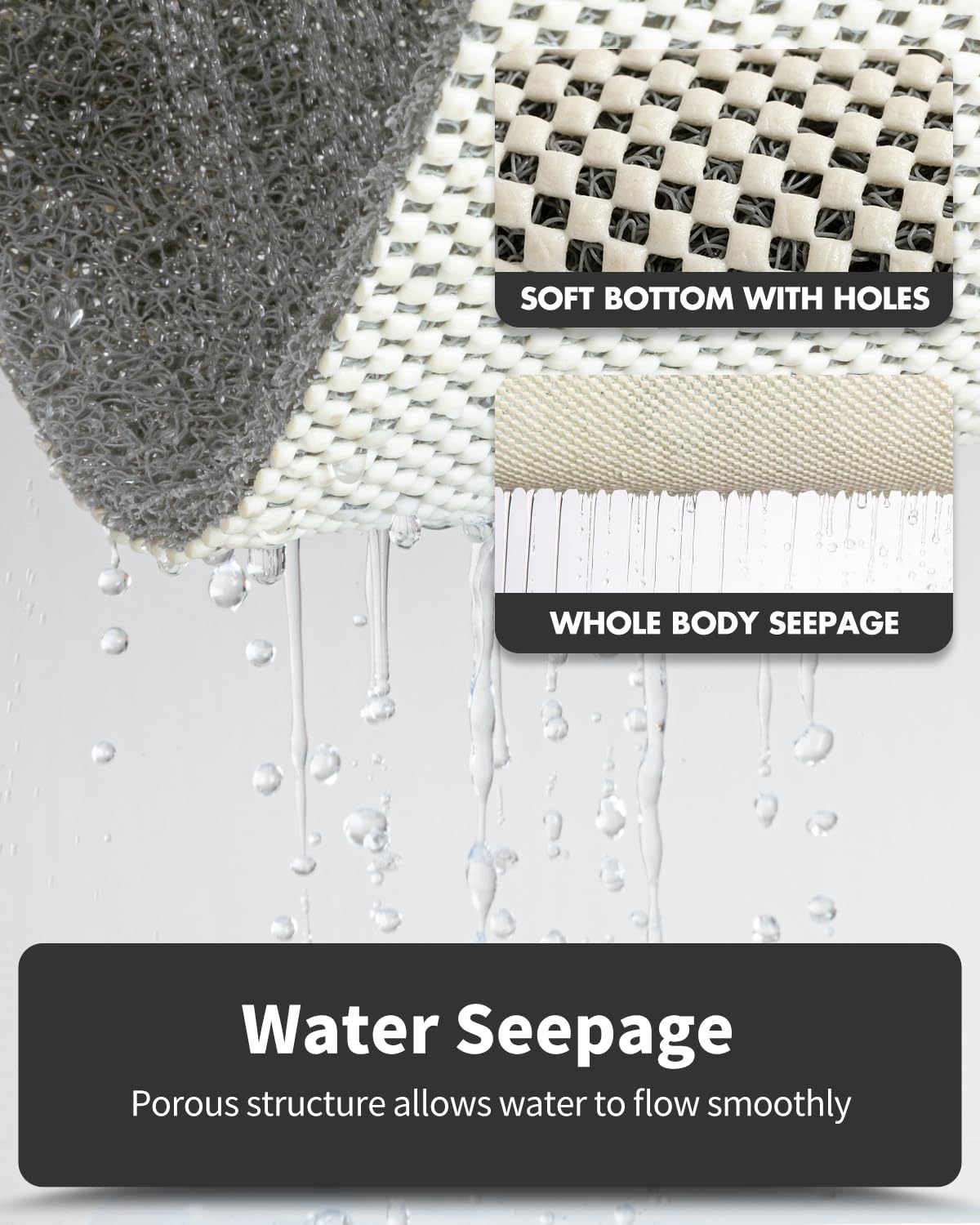 Non-Slip Bathtub Mat, 17x 30 Inch, Shower Mats for Bath Tub, PVC Loofah Bathroom Mats for Wet Areas, Quick Drying