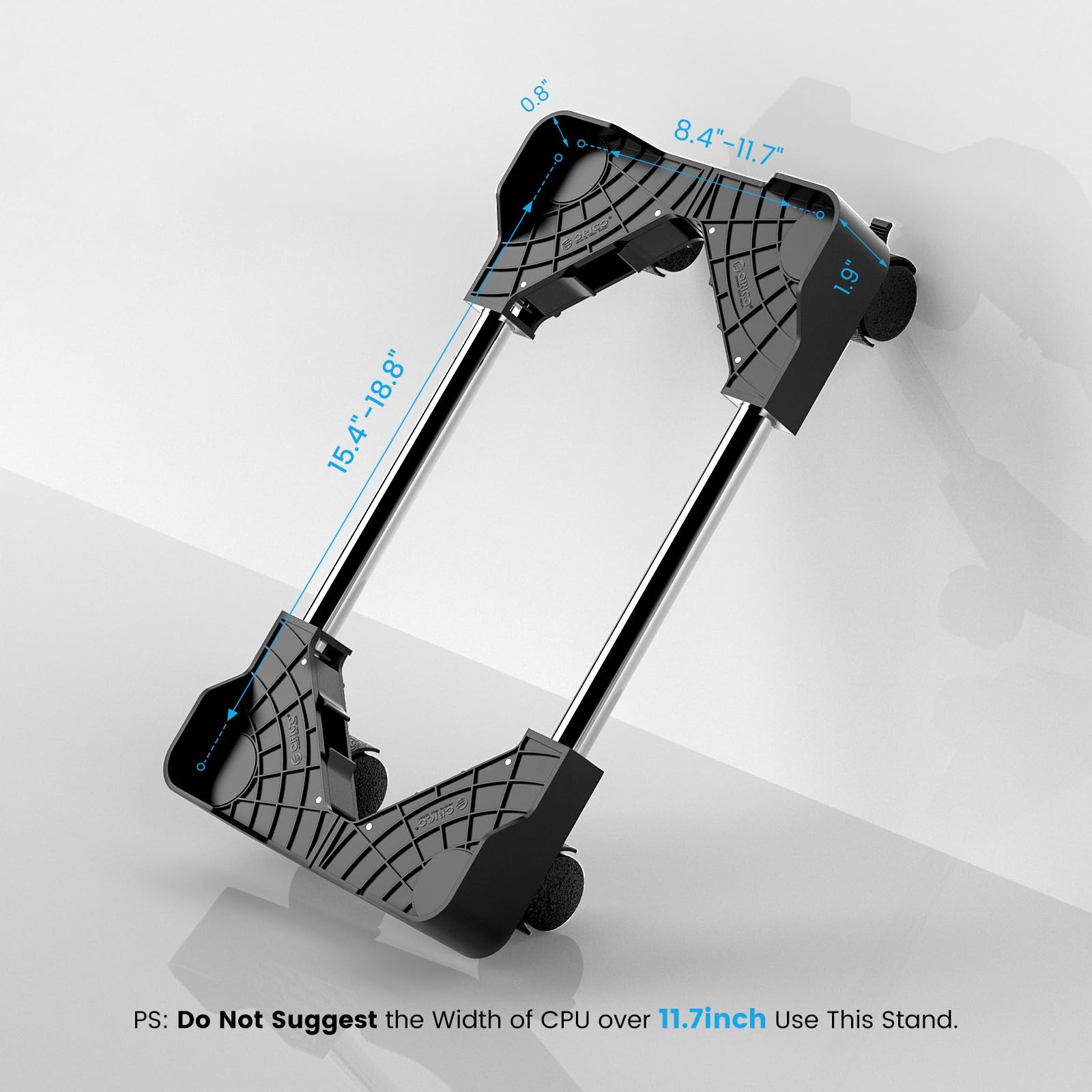 ORICO Computer Tower Stand, Mobile CPU Holder with 4 Caster Wheels Fits for Most Computer Tower, Gaming PC, Printer, Under Desk PC Holder (Black)
