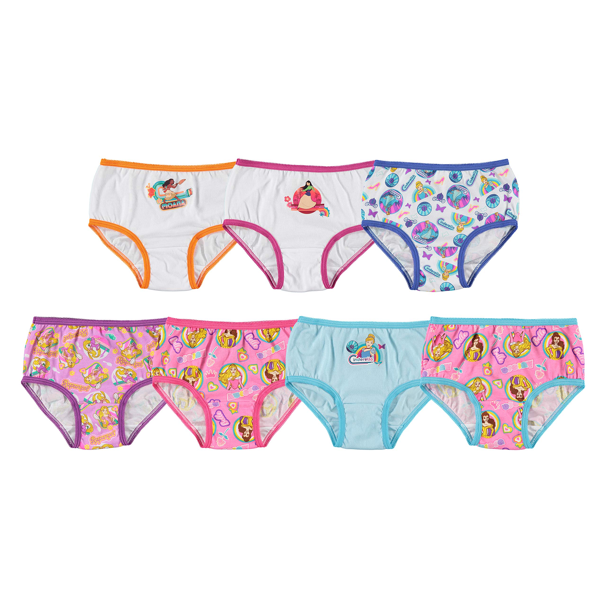 Disney Girls' Toddler Princess Underwear Mulipacks, Multi7pk, 4T