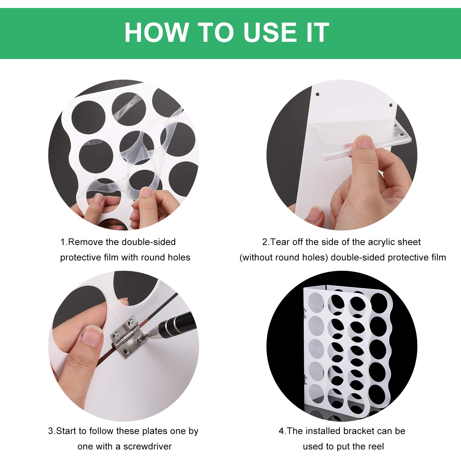 15-Holes Vinyl Storage Rack Acrylic Storage Organizer Multiple Large Holes Display Stand for Vinyl Rolls and More (12 Inch x 7.8 Inch, Aperture 2 Inch) (White)