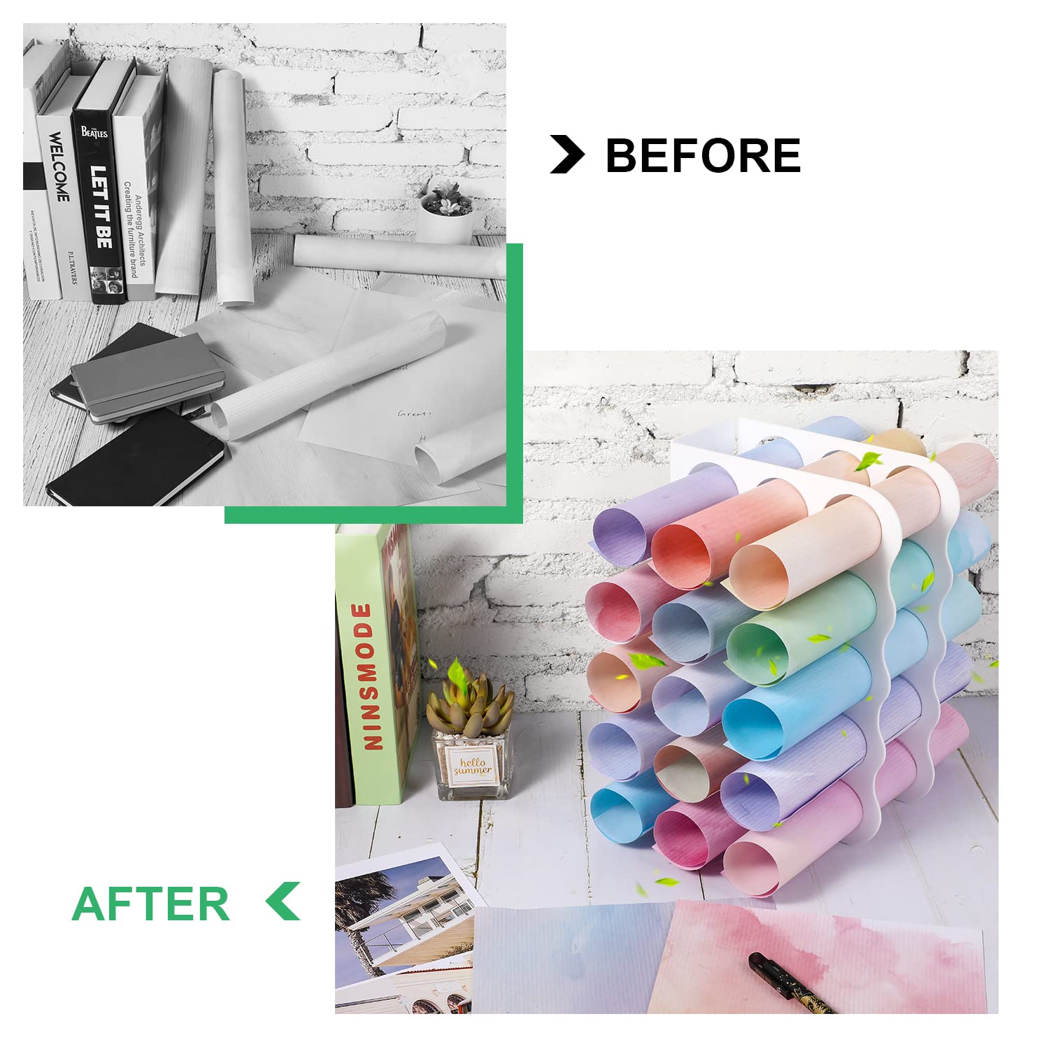 15-Holes Vinyl Storage Rack Acrylic Storage Organizer Multiple Large Holes Display Stand for Vinyl Rolls and More (12 Inch x 7.8 Inch, Aperture 2 Inch) (White)