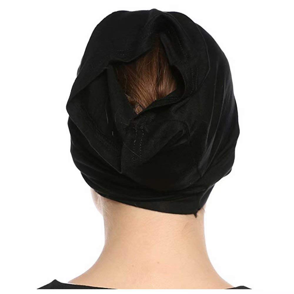 Black Under Scarf Tube Cap with Brim (Hijab Accessory), Black, Size One Size