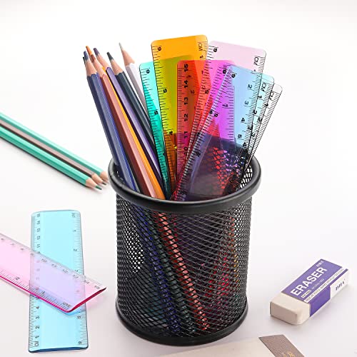 ZZTX Color Plastic Ruler Straight Ruler Measuring Tool 6 Inch Ruler Set Rulers Bulk 3 Pack