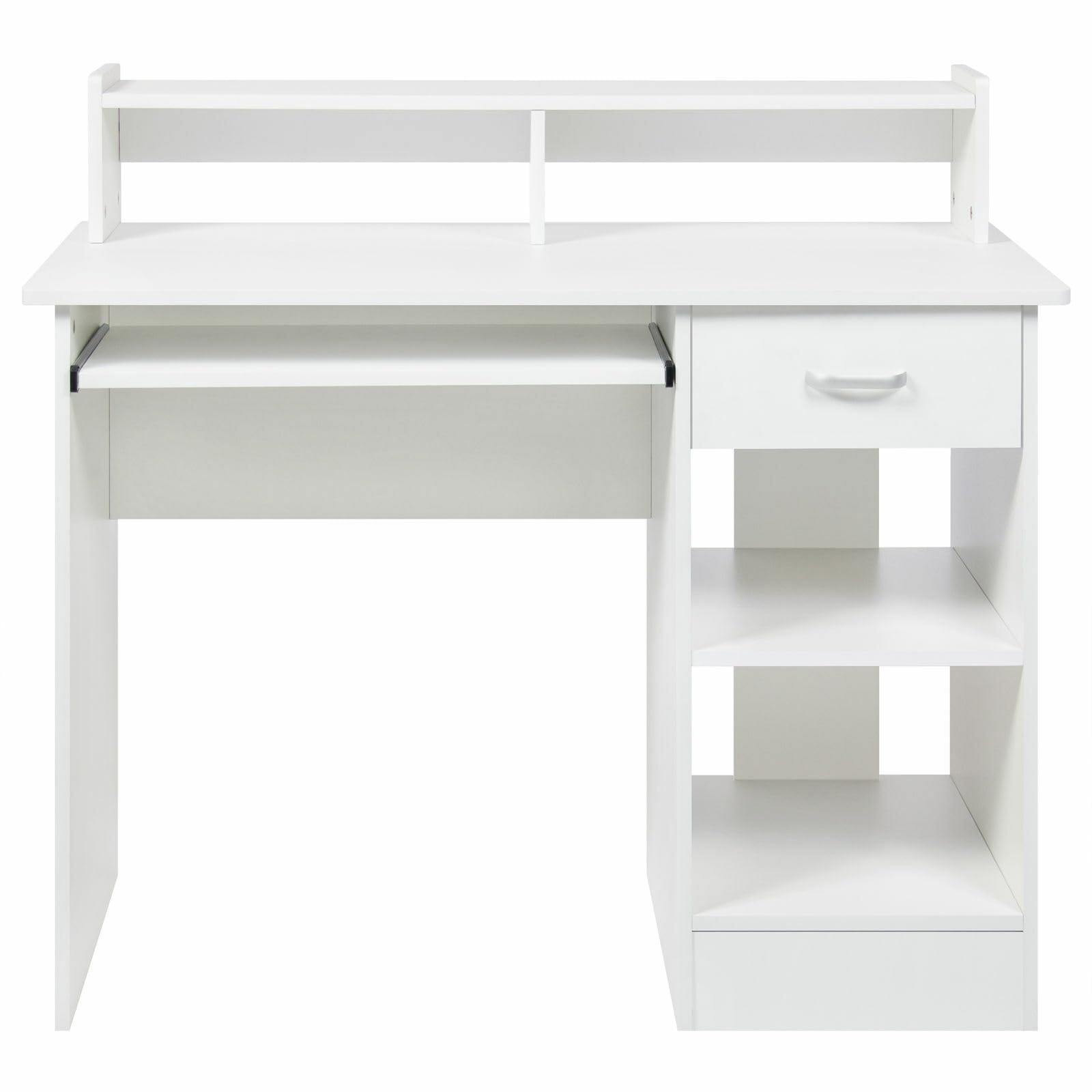 Computer Desk Student Desk Home Office Writing Table with Drawer Shelves, White