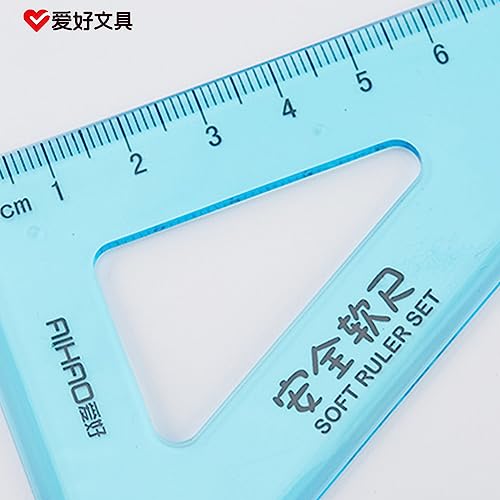 Geometry Plastic Ruler Set Clear Straight Ruler Triangle Ruler Protractor Ruler Tool Set School Office Supply Math Ruler Ruler Measuring Tool