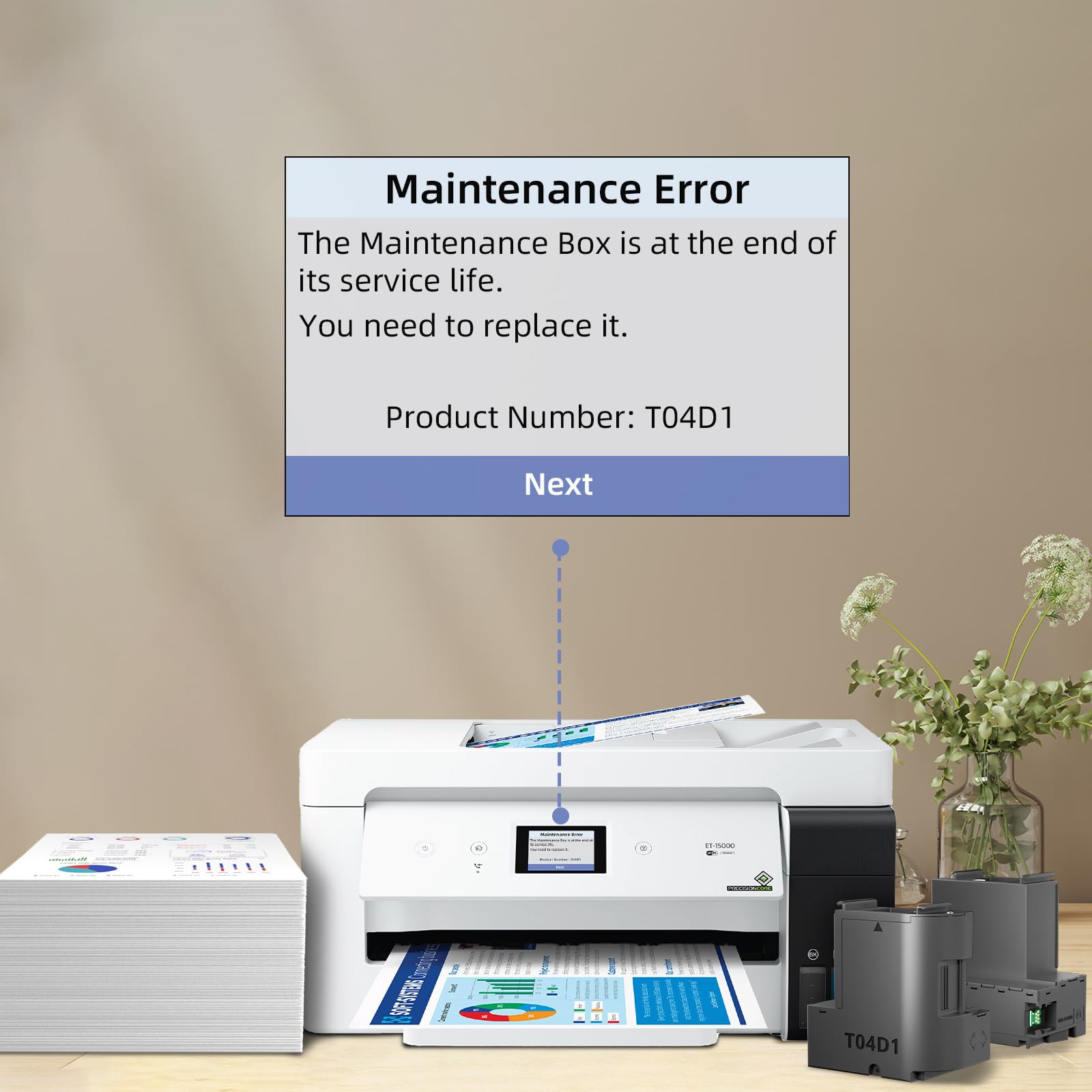 SubliPlus+ T04D1/T04D100 Ink Maintenance Box Replacement for ET-3750 ET-15000 ET-4760 ET-3760 XP-5100 ET-3850 ET-4850 WF-2860 ET-3710 ET-5150 ET-3830 etc. Printers (TO4D1/TO4D100/T04D1/EWMB2) 2 Packs