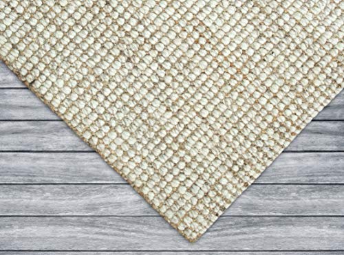 IRONGATE Wool and Jute Area Rug - Handwoven Reversible Textured Basketweave Accent Rug Carpet - Livingroom Bedroom Den Study Farmhouse Home Décor - Classic Modern Contemporary Gift - 3' x 5' - Natural