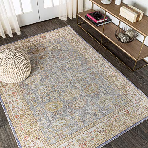 JONATHAN Y MDP304B-8 Alba Modern Faded Peshawar Indoor Area-Rug Vintage Glam Bohemian Easy-Cleaning Bedroom Kitchen Living Room Non Shedding, 8 ft x 10 ft, Grey