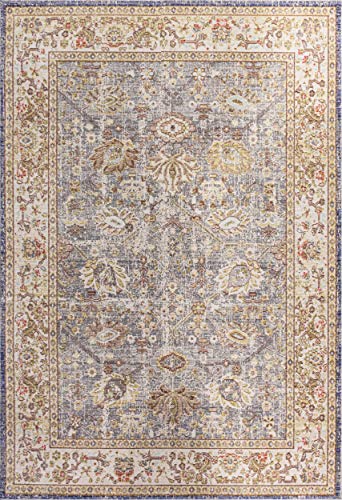 JONATHAN Y MDP304B-8 Alba Modern Faded Peshawar Indoor Area-Rug Vintage Glam Bohemian Easy-Cleaning Bedroom Kitchen Living Room Non Shedding, 8 ft x 10 ft, Grey