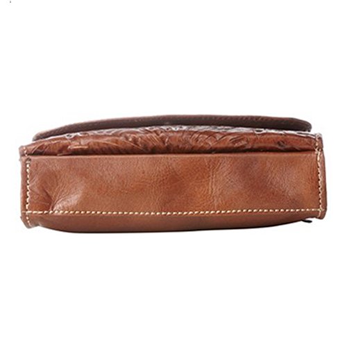 American Western Handtooled Leather Try Fold Wallet Cross Body Clutch Bag Purse Light Bundle - (Antiqued Brown Turquoise)