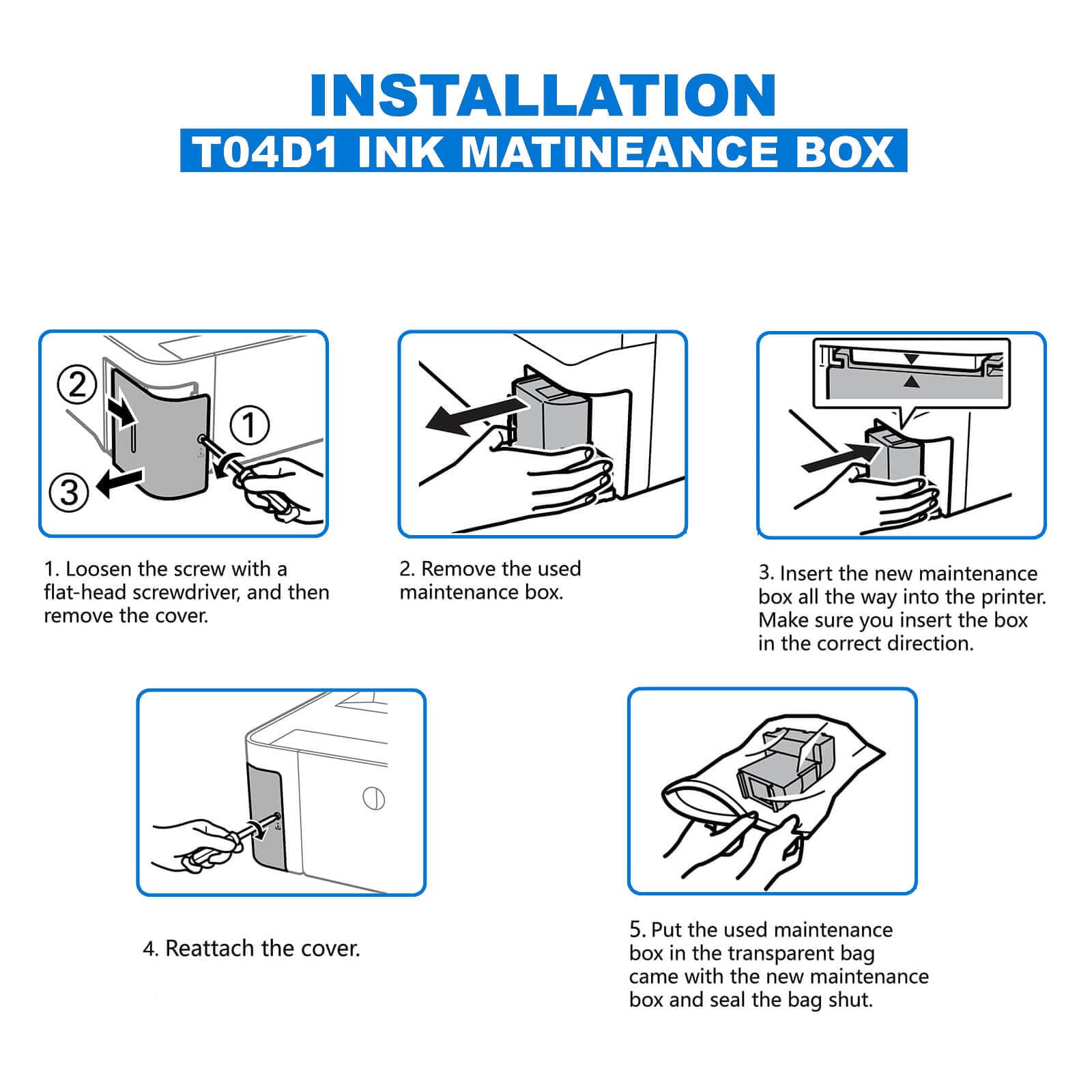 SubliPlus+ T04D1/T04D100 Ink Maintenance Box Replacement for ET-3750 ET-15000 ET-4760 ET-3760 XP-5100 ET-3850 ET-4850 WF-2860 ET-3710 ET-5150 ET-3830 etc. Printers (TO4D1/TO4D100/T04D1/EWMB2) 2 Packs