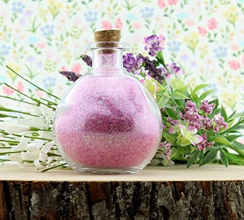 Cornucopia Round Glass Spherical Bottles, Potion Bottles" with Corks (2-Pack, 8-Ounce Capacity); Large Bottles for Costume Props, Decor & DIY Crafts