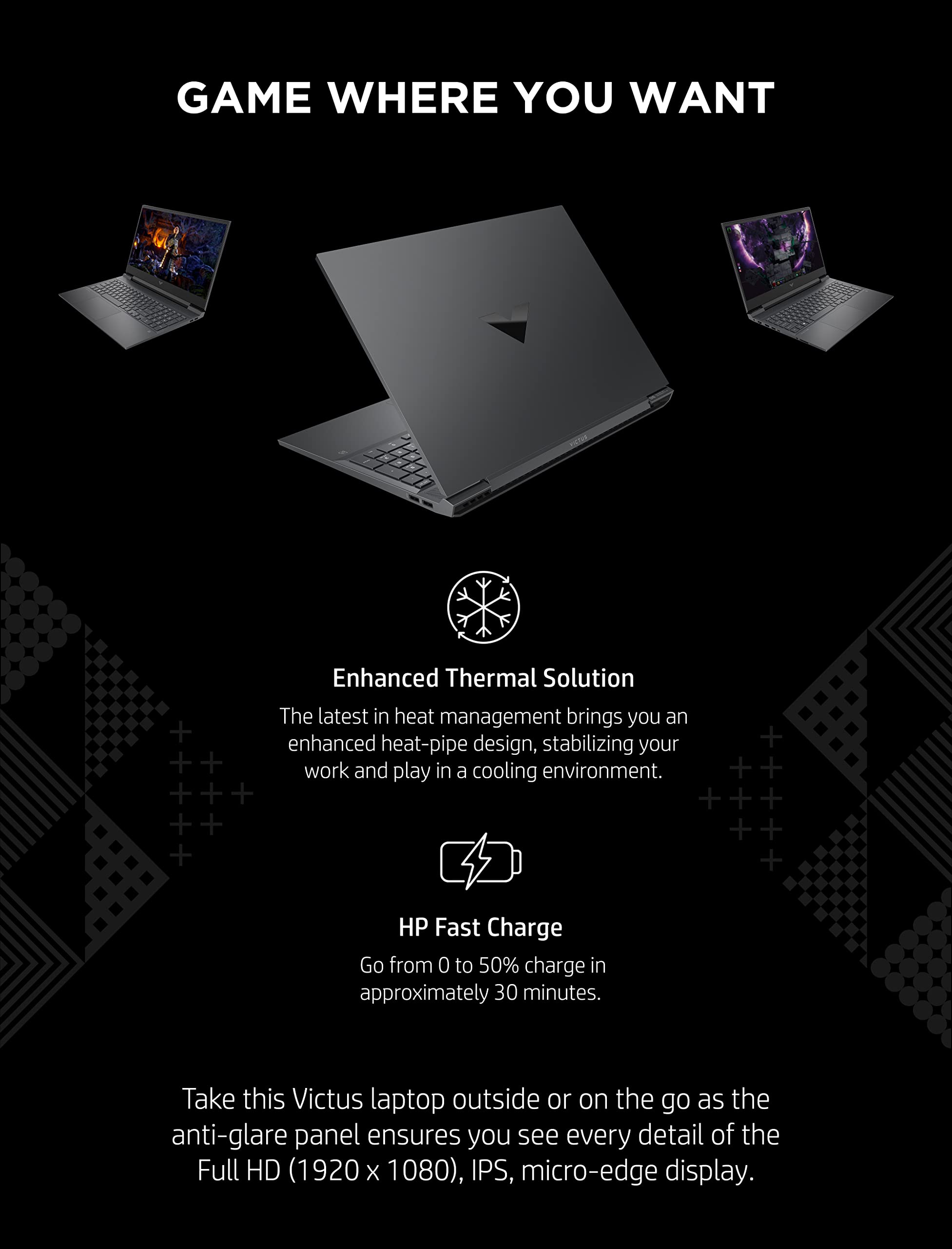 HP Victus 16 Gaming Laptop, NVIDIA GeForce RTX 3060, 12th Gen Intel Core i7-12700H, 16 GB RAM, 512 GB SSD, FHD IPS Display, Windows 11 Home, Backlit Keyboard, Enhanced Thermals (16-d1010nr, 2022)