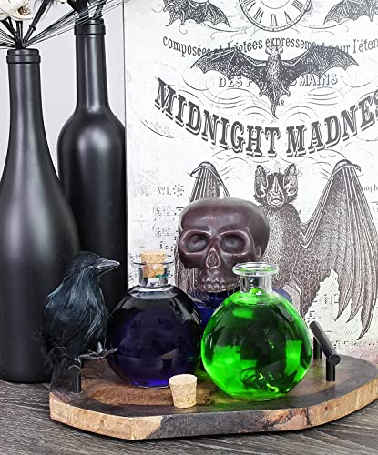 Cornucopia Round Glass Spherical Bottles, Potion Bottles" with Corks (2-Pack, 8-Ounce Capacity); Large Bottles for Costume Props, Decor & DIY Crafts