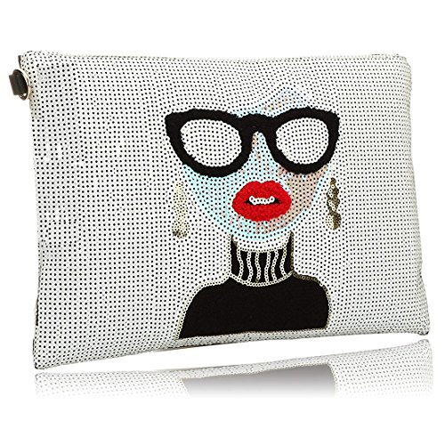 Simcat Oversized Clutch Bag Purse,Womens Large Designer leather Evening Wristlet Handbag for Ladies,White,One Size