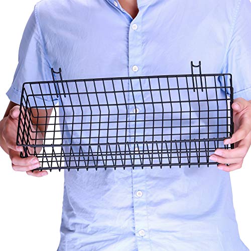 Kaforise Hanging Basket for Wire Wall Grid Panel, Multi-Function Wall Storage and Display Basket, Flower Pots Shelf Balcony Plant Storage Holder, Extra Large Size ,15.7"×5.9"×3.9",Black