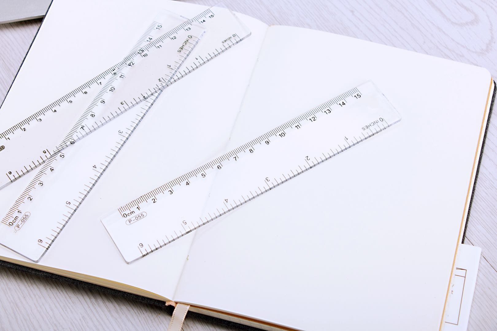 6 Inches Plastic Straight Hard Ruler 4 Pack Viaky See Through Flexible Ruler with Inches and Metric Measuring Tool for Student School Office, Clear