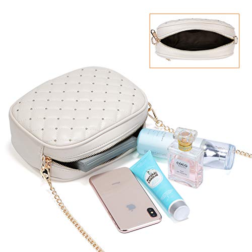 Newshows Women Medium Quilted Crossbody Purse with Metal Chain Strap Heart Zipper, Gift Idea, PU Leather