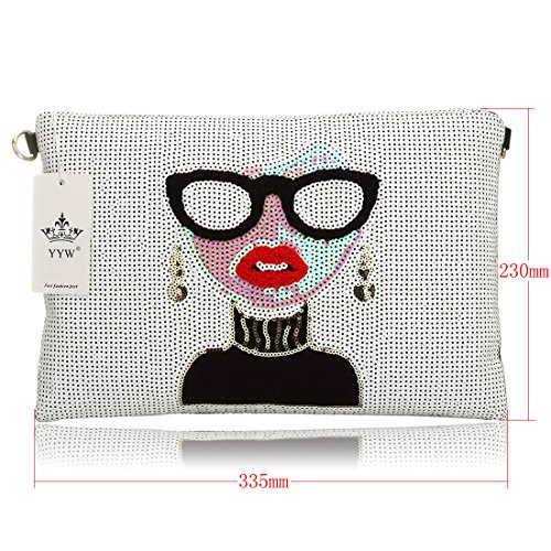 Simcat Oversized Clutch Bag Purse,Womens Large Designer leather Evening Wristlet Handbag for Ladies,White,One Size