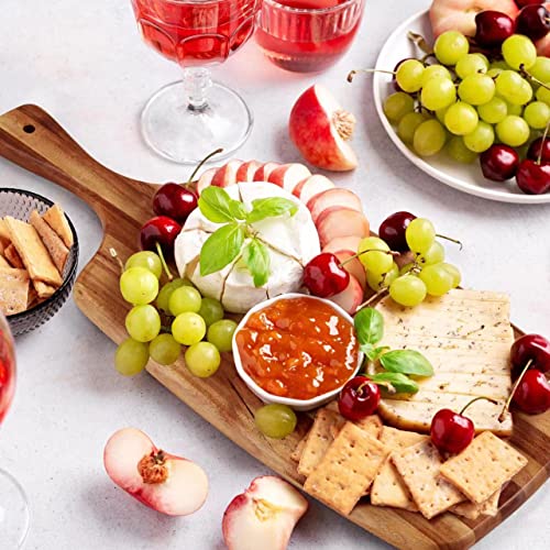KARRYOUNG Acacia Wood Cutting Board with Handle - Wooden Charcuterie Board for Bread, Meat, Fruits, Cheese and Serving,Butcher Block Carving Board for Kitchen Chopping,17 x 7 Inch