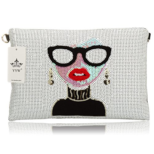 Simcat Oversized Clutch Bag Purse,Womens Large Designer leather Evening Wristlet Handbag for Ladies,White,One Size