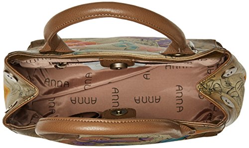 Anna by Anuschka Women’s Hand Painted Genuine Leather Small Convertible Tote - Floral Paradise Tan