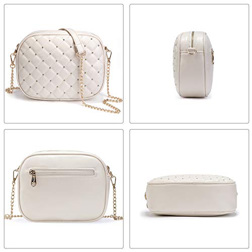 Newshows Women Medium Quilted Crossbody Purse with Metal Chain Strap Heart Zipper, Gift Idea, PU Leather