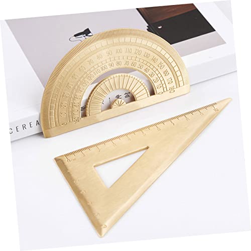 Ciieeo Triangle Ruler Triangular Ruler Stainless Steel Ruler Nordic Style Ruler Metal Protractor Plastic Ruler Clear Math Ruler Triangle Metric Ruler School Supplies with Hole Stationery