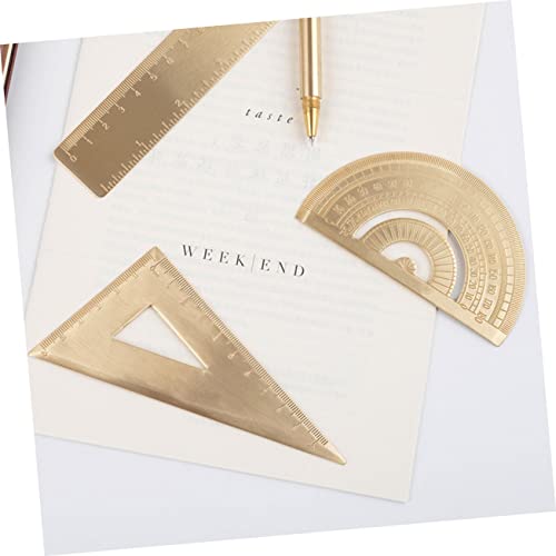 Ciieeo Triangle Ruler Triangular Ruler Stainless Steel Ruler Nordic Style Ruler Metal Protractor Plastic Ruler Clear Math Ruler Triangle Metric Ruler School Supplies with Hole Stationery
