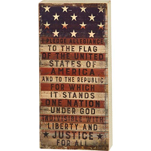 Primitives by Kathy 31558 Rustic Patriotic Box Sign, 9 x 18-Inches, Pledge to The Flag