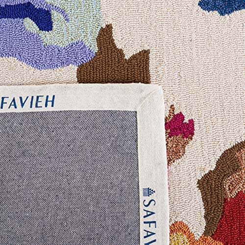 SAFAVIEH Four Seasons Collection 3'6" x 5'6" Ivory/Multi FRS509D Hand-Hooked Floral Area Rug