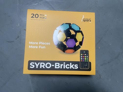 LinkedSparx Syro-Bricks 3D Hexagon Lights, Smart App Control RGB Hexagon LED Lights for Wall or Desktop with Music Sync for Gaming Room Streaming Decor (20Pack)