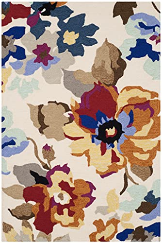 SAFAVIEH Four Seasons Collection 3'6" x 5'6" Ivory/Multi FRS509D Hand-Hooked Floral Area Rug