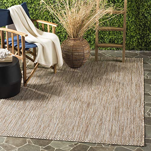 SAFAVIEH Courtyard Collection 5'3' x 7'7' Natural/Black CY8521 Indoor/ Outdoor Patio Backyard Mudroom Area Rug