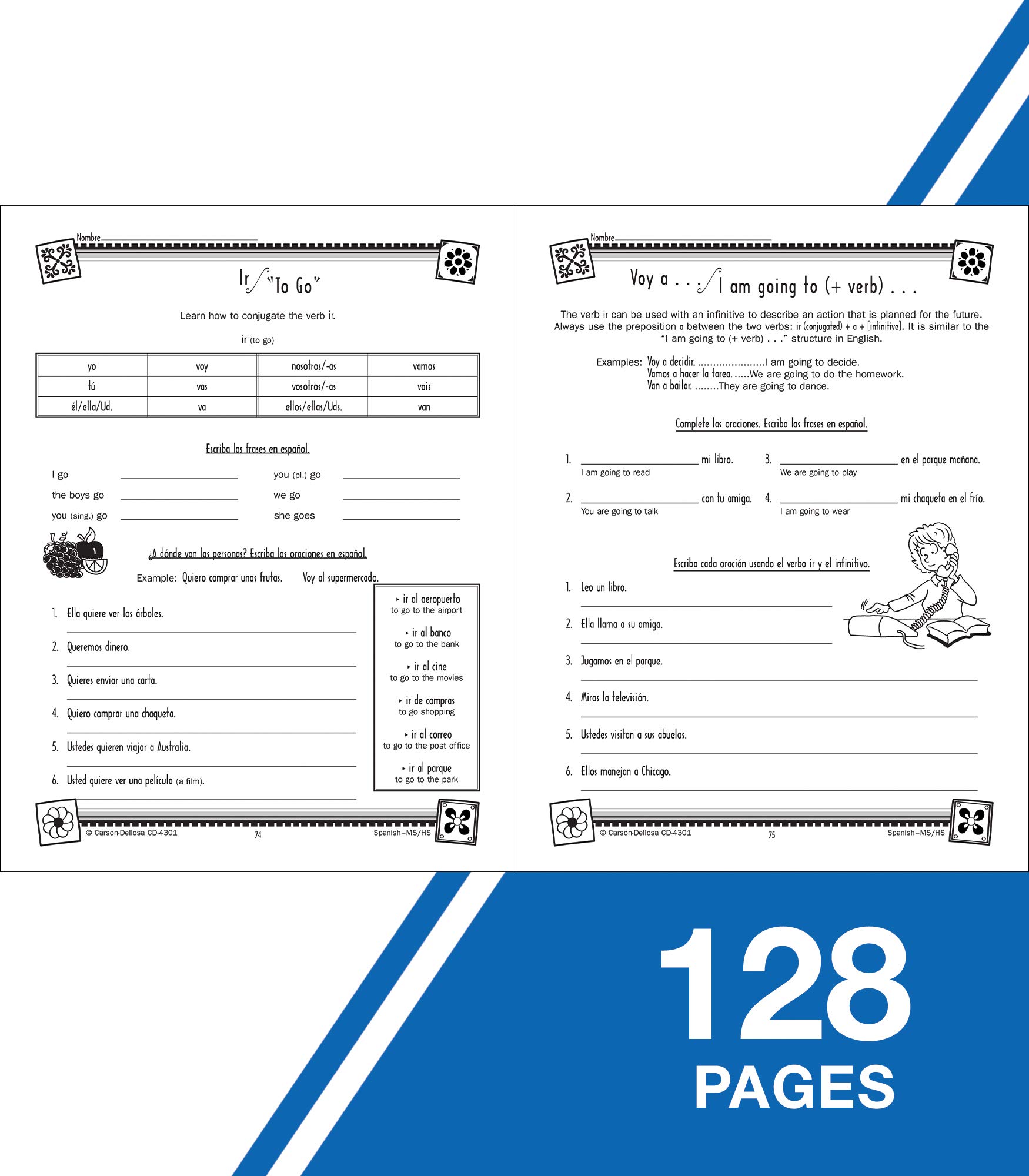 Skills for Success Spanish Workbook Grades 6-12 , Middle School and High School Vocabulary Building, Grammar Practice for Homeschool or Classroom (128 pgs)