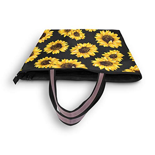 Zip Tote Bag Watercolor Sunflower Women's Handbags Shoulder Bags Satchel Purse