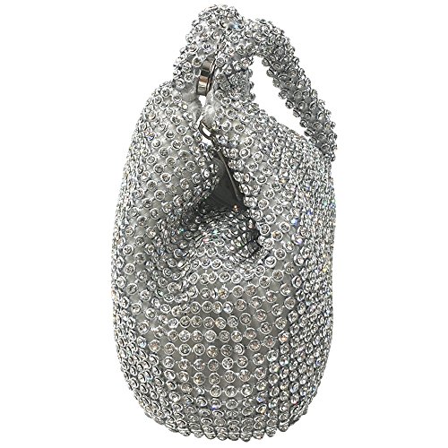 Abbie Home Triangle Full Rhinestones Women's Evening Clutch Party Prom Wedding Purse (Silver)