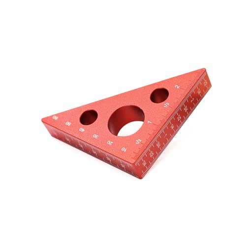 WEITARI Aluminum Alloy Triangle Ruler, 45 Degree Angle, DIY Woodworking Height Measuring Gauge, 65mm (Red)