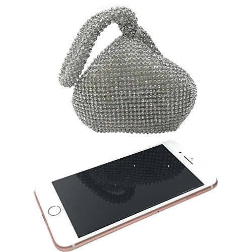 Abbie Home Triangle Full Rhinestones Women's Evening Clutch Party Prom Wedding Purse (Silver)