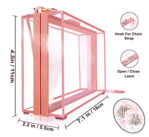 STEVENS PARRA Clear Clutch Purse for Women, use this Transparent Acrylic Bag as a Crossbody/Handbag. Gift Box Included. Small (ROSE GOLD)