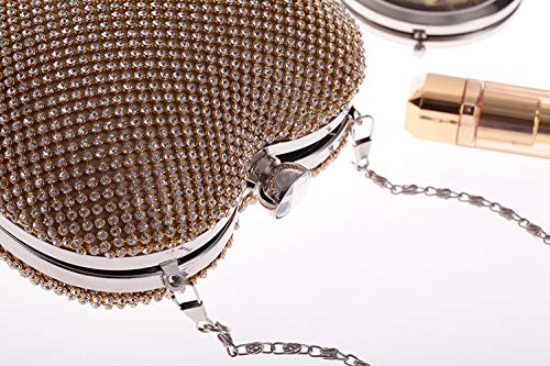 Abbie Home Heart Shaped Evening Bag Wedding Party Crystal Bridal Clutch (Gold)