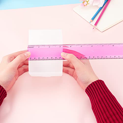 Color Plastic Ruler Straight Ruler Measuring Tool 12 Inch Ruler Set Rulers Bulk 3 Pack(Pink)