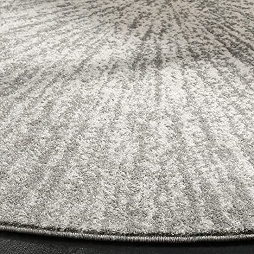 SAFAVIEH Evoke Collection 6'7" Round Dark Grey/Ivory EVK228H Abstract Burst Non-Shedding Dining Room Entryway Foyer Living Room Bedroom Area Rug