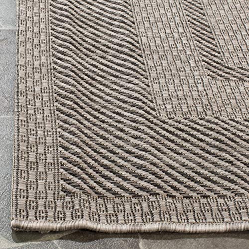 SAFAVIEH Courtyard Collection 6'7" Square Beige/Black CY8477 Indoor/ Outdoor Waterproof Easy-Cleaning Patio Backyard Mudroom Area-Rug